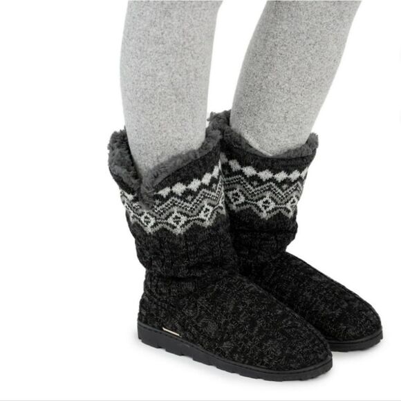 Muk Luks | Shoes | Muk Luks Tall Knit Foldover Slipper Boots | Poshmark